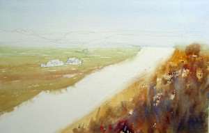 Watercolor Landscape, Initial Wash: Watercolour painting