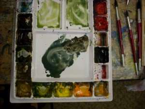 Finished Watercolor Gum Tree Painting: Branches